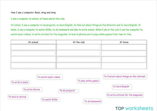 How I use a computer. Interactive worksheet | TopWorksheets
