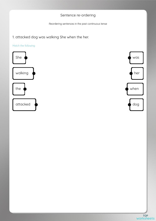 Sentence re-ordering. Interactive worksheet | TopWorksheets