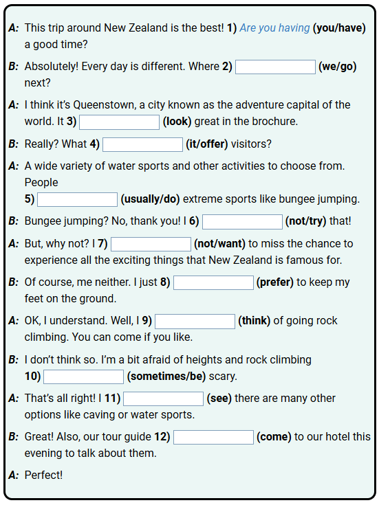 Present Simple or Present Continuous B1. Interactive worksheet ...