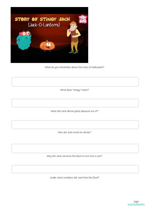 Halloween.Story of Stingy Jack. Interactive worksheet | TopWorksheets