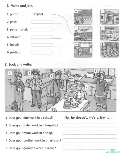 Jobs and places.. Interactive worksheet | TopWorksheets