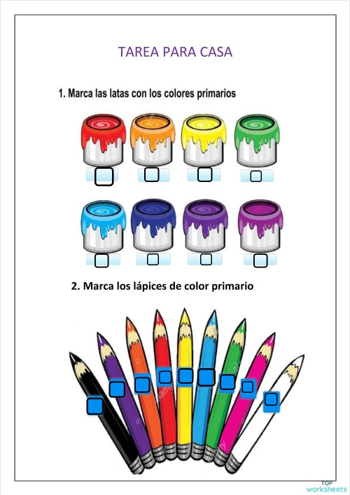 Colores: fichas interactivas y ejercicios online | TopWorksheets