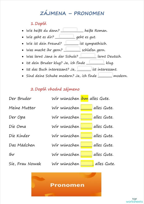Deutsch: interaktive Arbeitsblätter und Online-Übungen | TopWorksheets
