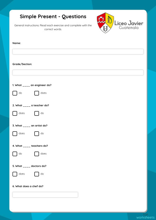 Simple Present - Questions. Interactive worksheet | TopWorksheets