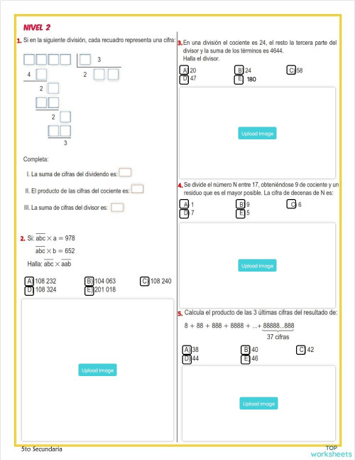 Cuatro operaciones: fichas interactivas y ejercicios online | TopWorksheets