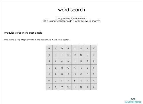 word search. Interactive worksheet | TopWorksheets