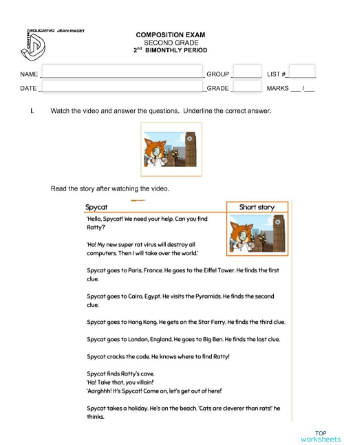 Composition_2ndTerm_Dec2021. Interactive worksheet | TopWorksheets