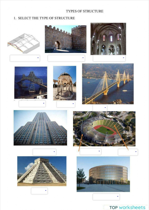 Types of structures. Interactive worksheet | TopWorksheets