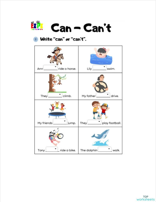 P-Can-can't. Interactive worksheet | TopWorksheets