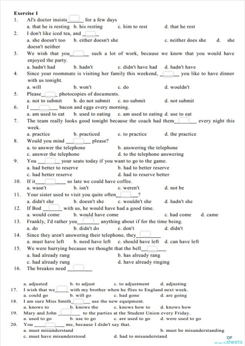 PROBLEMS WITH VERBS 01. Interactive worksheet | TopWorksheets