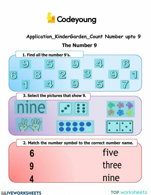 Know your number 9. Interactive worksheet | TopWorksheets