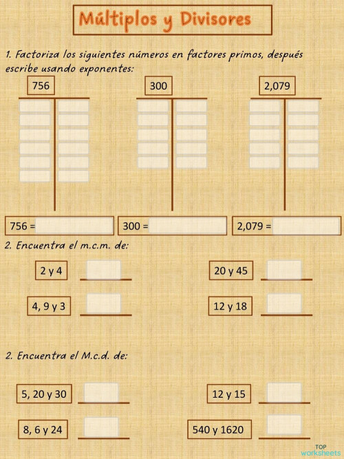 Multiplos y Divisiores. Ficha interactiva | TopWorksheets