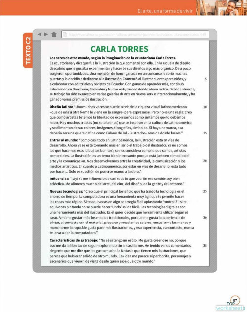3. El arte 97. Ficha interactiva | TopWorksheets