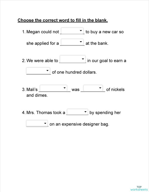 A Fresh Idea Vocabulary Sentences. Interactive worksheet | TopWorksheets