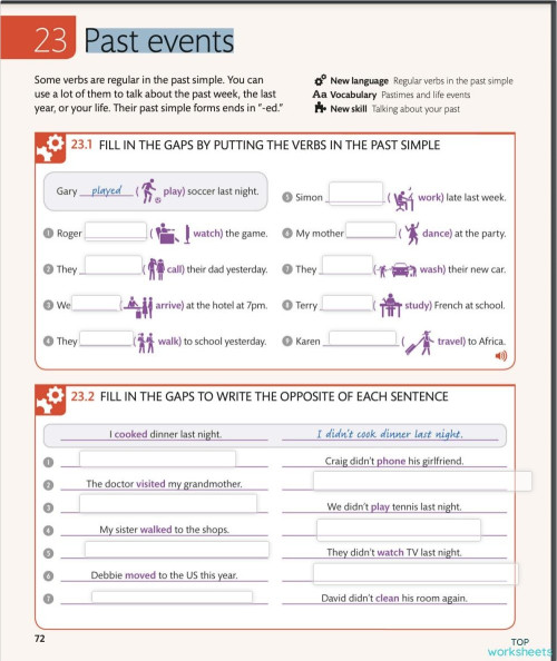 Past events 4. Interactive worksheet | TopWorksheets