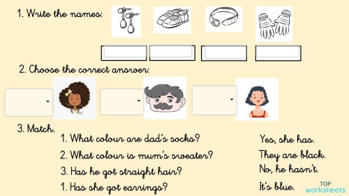 Clothes and physical appearance. Interactive worksheet | TopWorksheets