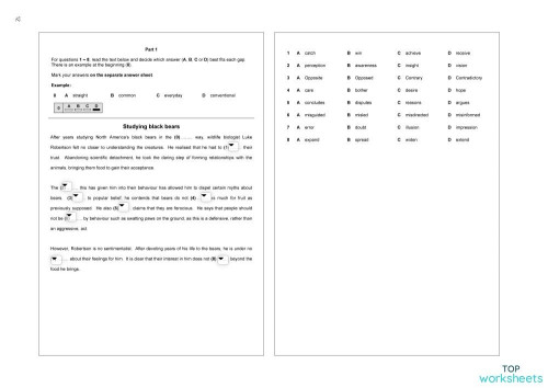Reading and Use of English Part 1. Interactive worksheet | TopWorksheets