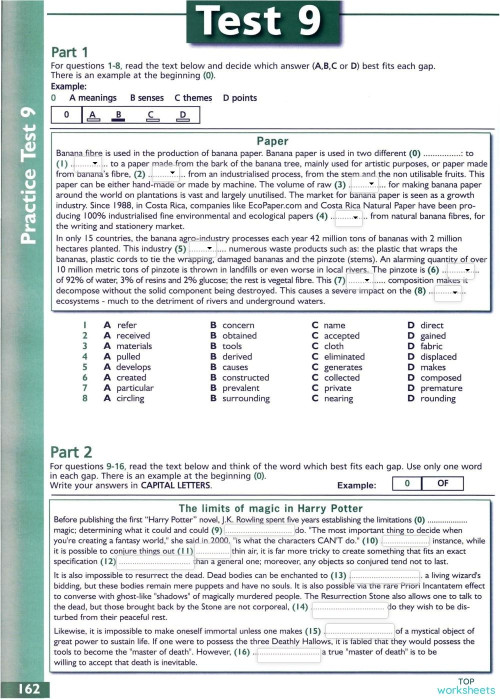 Reading and Use Of English - PARTS 1-2. Interactive worksheet ...