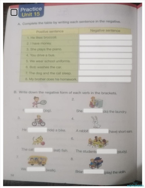 AGU-1 (Practice Unit 15 Page 58). Interactive worksheet | TopWorksheets