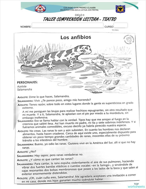 Comprensión lectora - teatro. Ficha interactiva | TopWorksheets