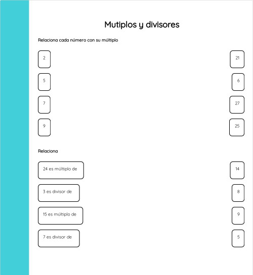 Mutiplos y divisores. Ficha interactiva | TopWorksheets