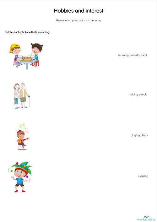 Hobbies and interest. Ficha interactiva | TopWorksheets