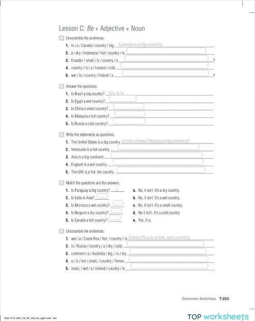 Unit 2 Lesson C. Interactive worksheet | TopWorksheets