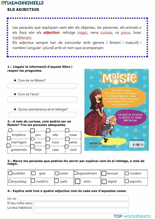 Adjectius. Fitxa interactiva | TopWorksheets