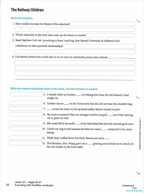 The Railway Children Pg 24. Interactive worksheet | TopWorksheets