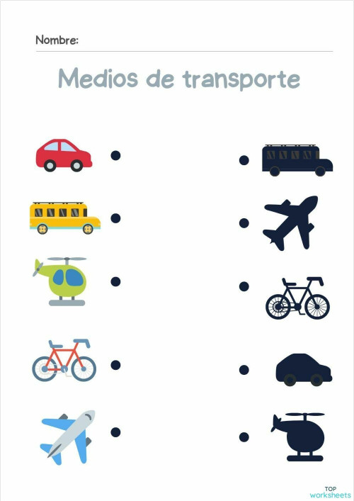 Los medios de transporte. Ficha interactiva | TopWorksheets