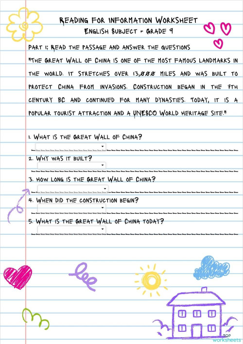 Reading for information. Interactive worksheet | TopWorksheets