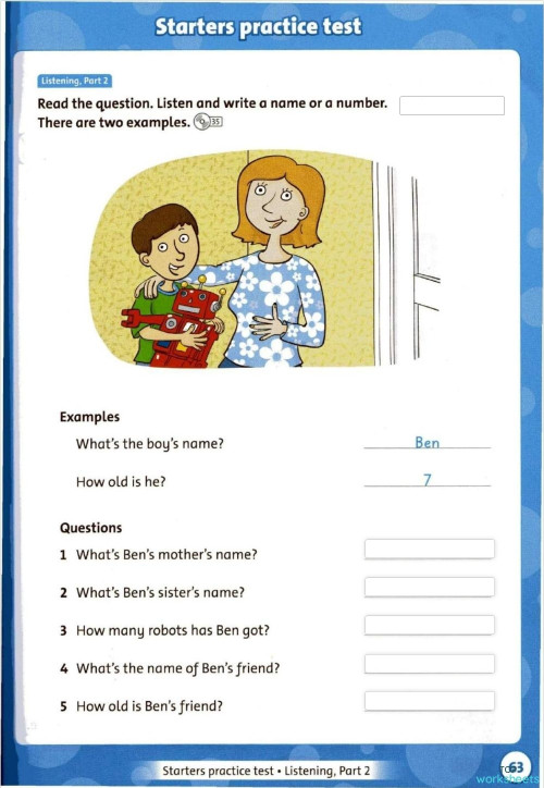 000 4th Listening Part 2. Interactive worksheet | TopWorksheets