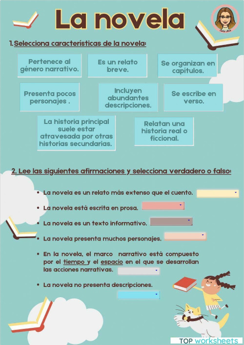 La novela. Ficha interactiva | TopWorksheets