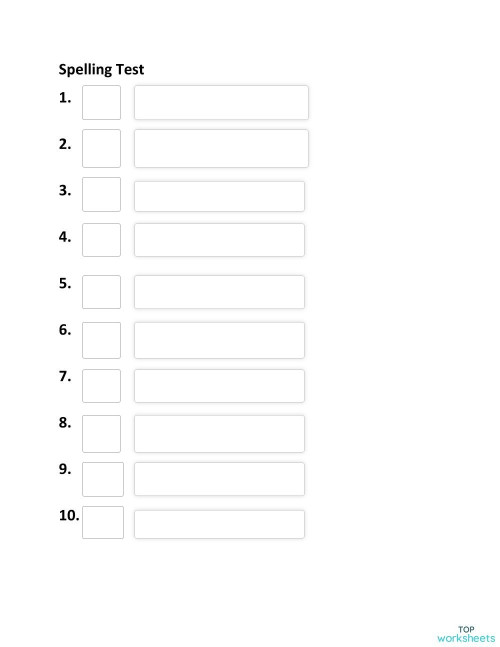 SPELLING TEST. Interactive worksheet | TopWorksheets