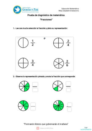 prueba formativa de fracciones. Ficha interactiva | TopWorksheets