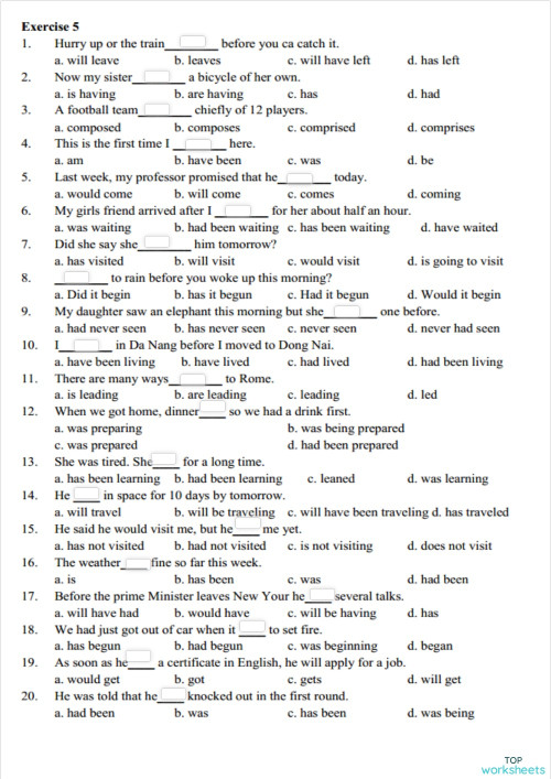 MIXED TENSE 06. Interactive worksheet | TopWorksheets