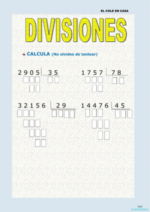 Divisiones. Ficha interactiva | TopWorksheets