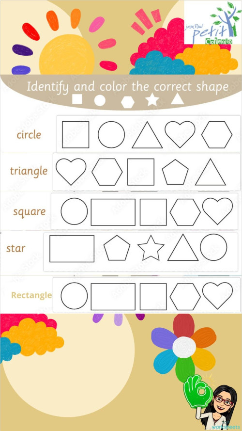 COLOR THE SHAPES. Ficha interactiva | TopWorksheets