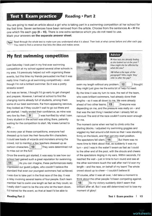 Reading Part 2 (B2). Interactive worksheet | TopWorksheets