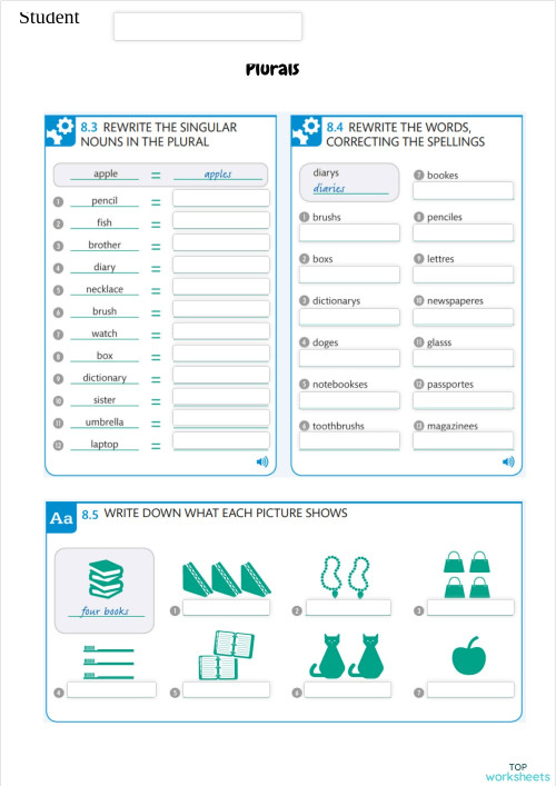 the plurals. Interactive worksheet | TopWorksheets