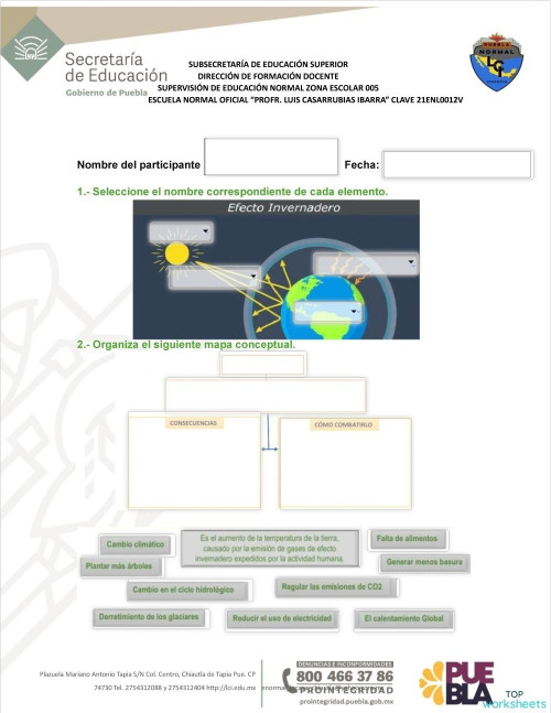 EL CALENTAMIENTO GLOBAL.. Ficha interactiva | TopWorksheets