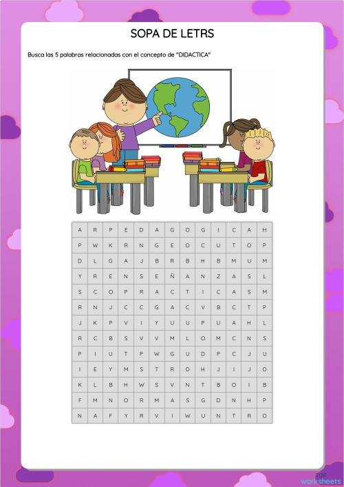 SOPA DE LETRS. Ficha interactiva | TopWorksheets