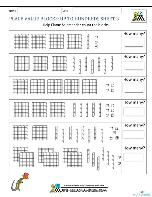 Place Value Blocks. Interactive worksheet | TopWorksheets