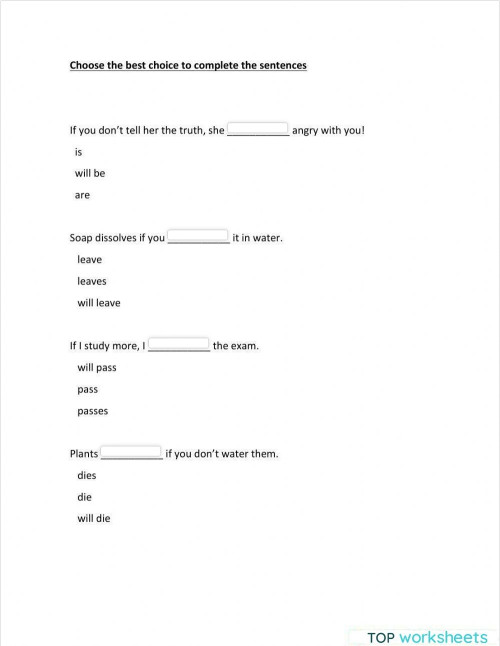 Conditionals exam. Interactive worksheet | TopWorksheets