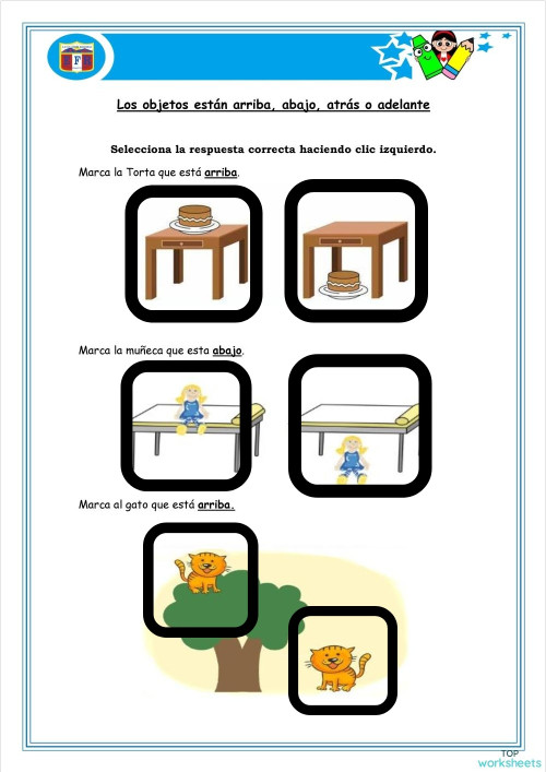 arriba, abajo, atrás o adelante: fichas interactivas y ejercicios ...