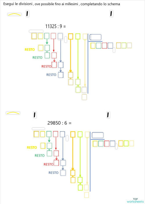 Divisione: schede interattive ed esercizi online | TopWorksheets
