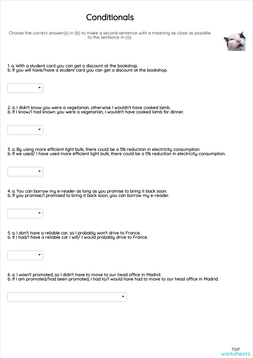 Conditionals. Interactive worksheet | TopWorksheets