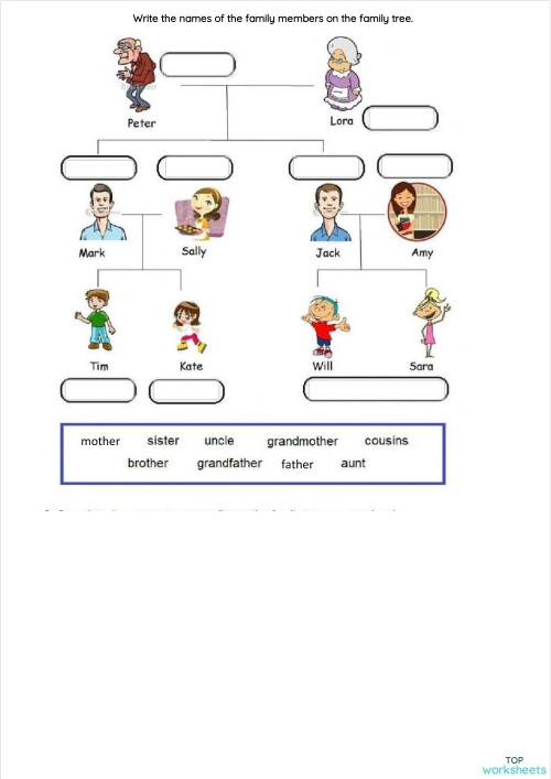 My family tree. Interactive worksheet | TopWorksheets