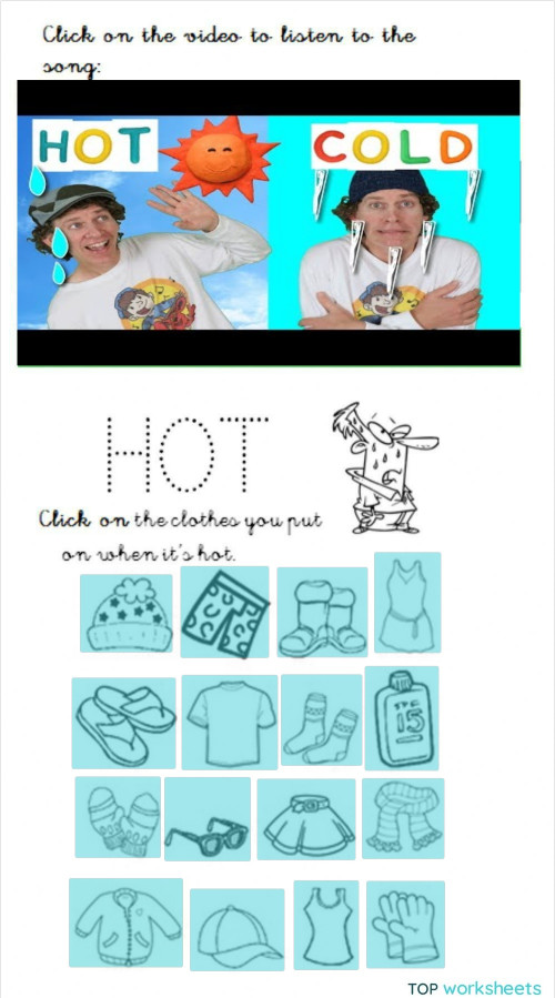 Hot vs cold. Interactive worksheet | TopWorksheets