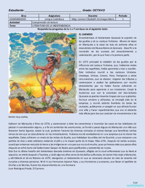 COMPRENSIÓN LECTORA TEXTOS DE LA INDEPENDENCIA. Ficha interactiva ...